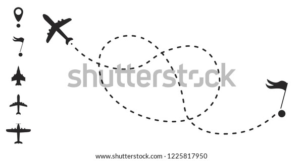 Airplane Route Dotted Line Shape Route: vector de stock (libre de ...