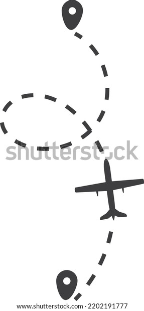 Airplane Route Plane Flight Trail Dashed Stock Vector (Royalty Free ...