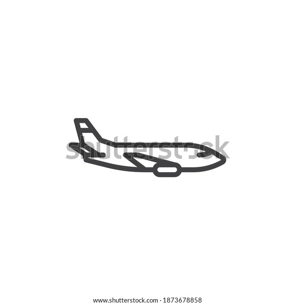 Airplane Side View Line Icon Linear Stock Vector (Royalty Free ...