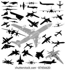 Bitmap Illustration Plane Transport Symbol Collection Stock ...