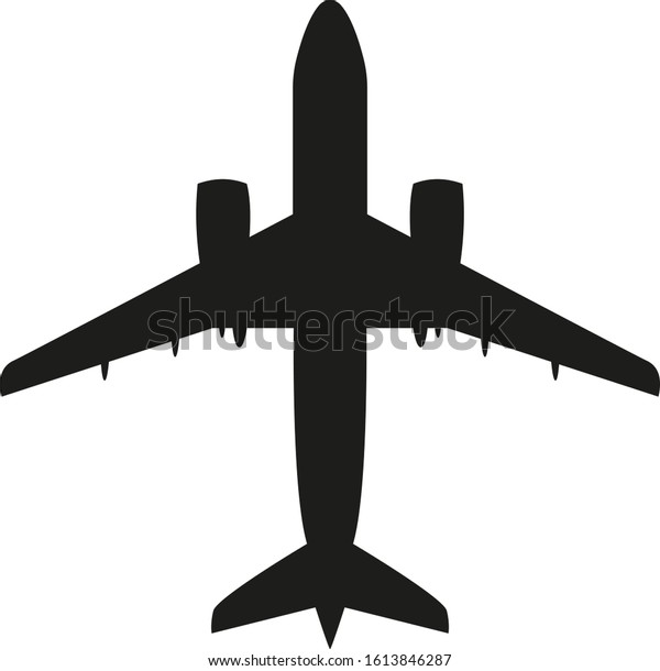 Airplane Silhouette Top View Vector Icon Stock Vector (Royalty Free ...