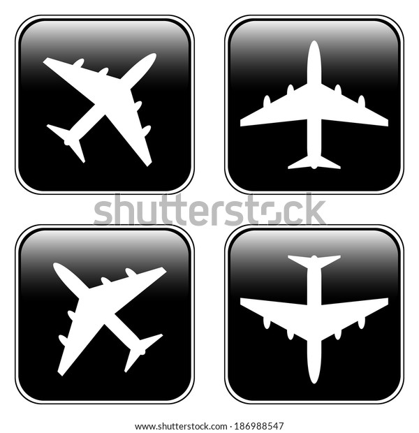 Airplane Square Buttons Set On White Stock Vector (Royalty Free ...