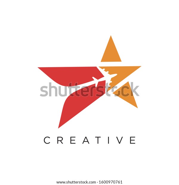 Airplane Star Logo Design Vector Simple Stock Vector (Royalty Free ...
