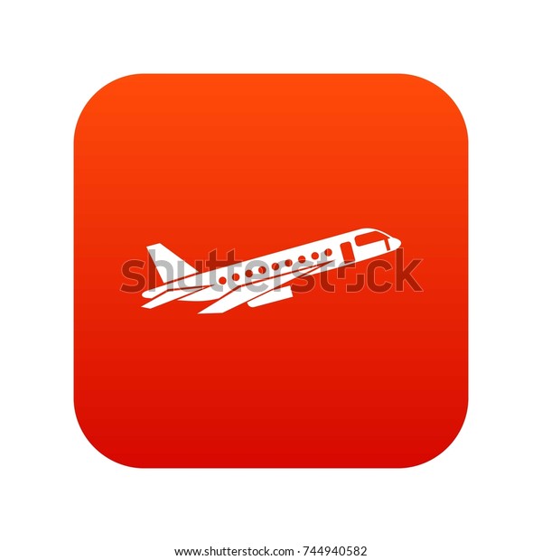 Airplane Taking Off Icon Digital Red Stock Vector (Royalty Free ...