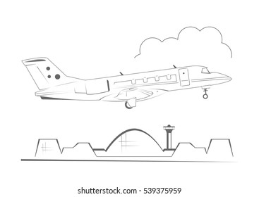 Airplane Taking Off Line Art Design Stock Vector (Royalty Free) 539375959