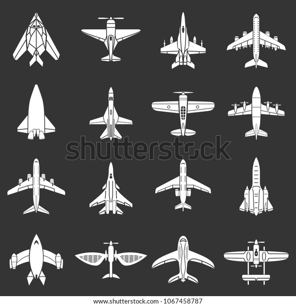 Airplane Top View Icons Set Vector Stock Vector (Royalty Free ...