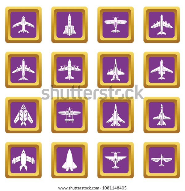 Airplane Top View Icons Set Vector Stock Vector (Royalty Free ...