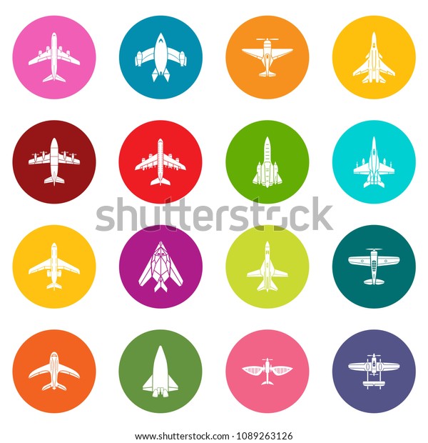 Airplane Top View Icons Set Vector Stock Vector (Royalty Free ...
