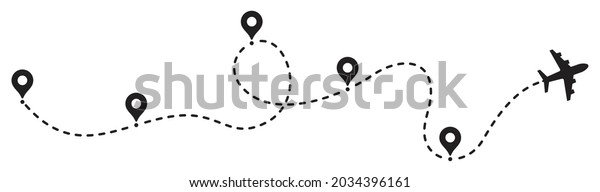 Airplane Track Dashed Line Trajectory Airplane Stock Vector (Royalty ...