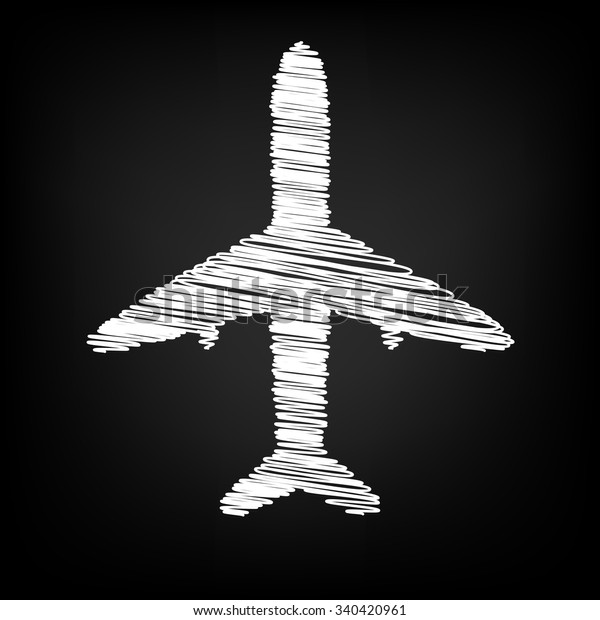 Airplane Vector Black Icon Chalk Effect Stock Vector (Royalty Free ...