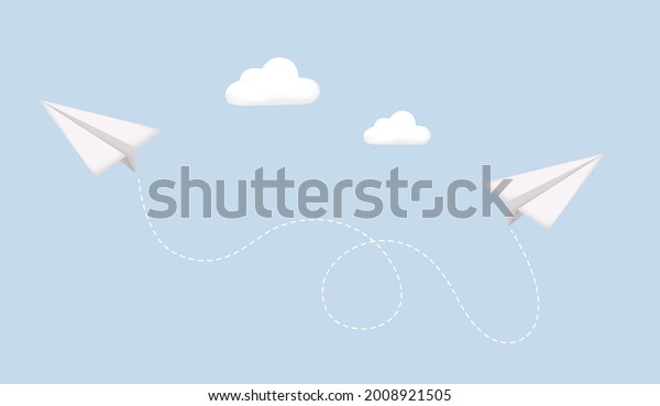 Airplane White Paper Airplane Shadow Sky Stock Vector (Royalty Free ...