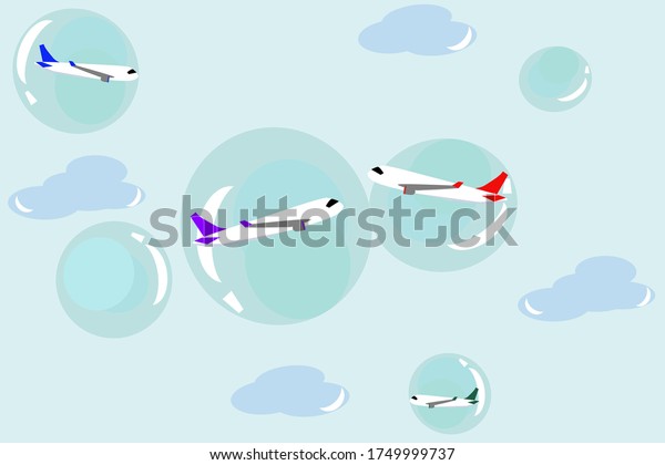 Airplanes Flying Bubble Symbol New Agreement Stock Vector (Royalty Free ...