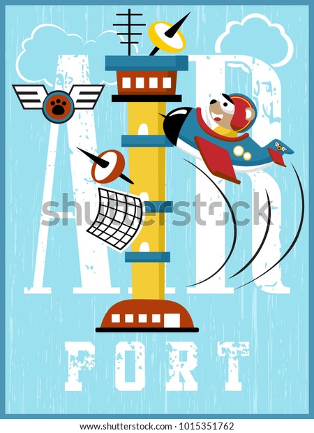 Airport Control Tower Cartoon Vector Funny Stock Vector (Royalty Free ...