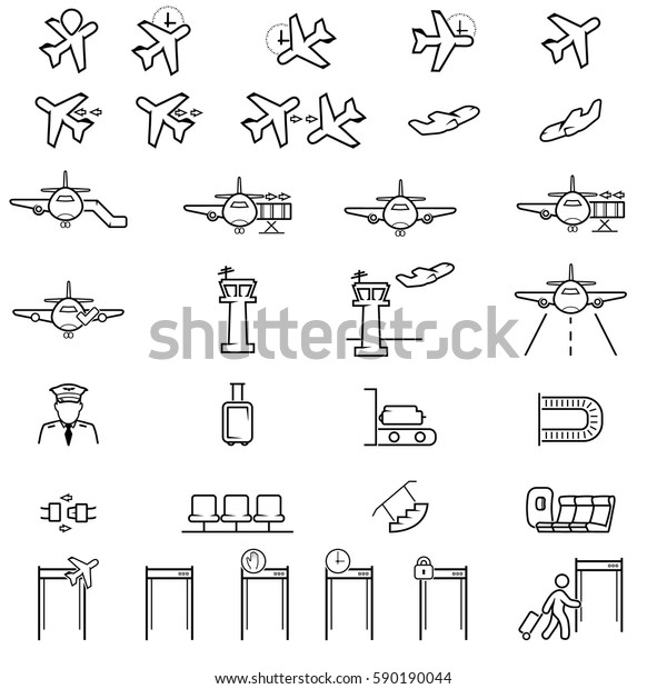 Airport Icon Set Stock Vector (Royalty Free) 590190044 | Shutterstock