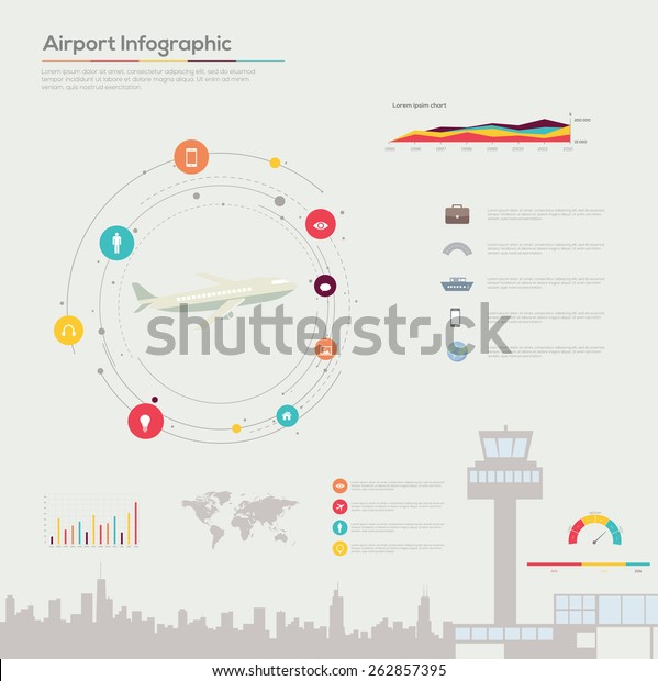Airport Infographics Vector Set Stock Vector (Royalty Free) 262857395 ...