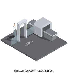 Airport Security Check Isometric Vector Illustrator Stock Vector ...