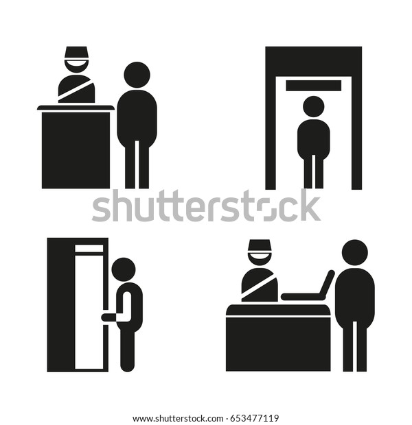 Airport Security Checkpoint Icons 스톡 벡터(로열티 프리) 653477119
