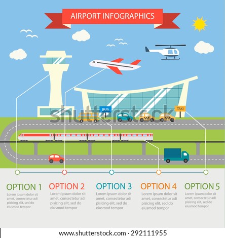 Airport Terminal Infographic Design Elements Different Stock Vector ...