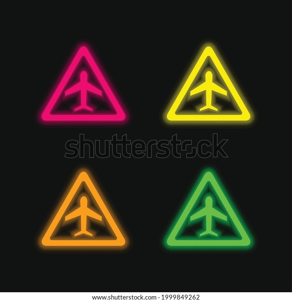 Airport Traffic Triangular Signal Airplane Four Stock Vector (Royalty ...