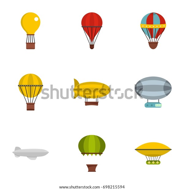 Airships Icon Set Flat Style Set Stock Vector (Royalty Free) 698215594