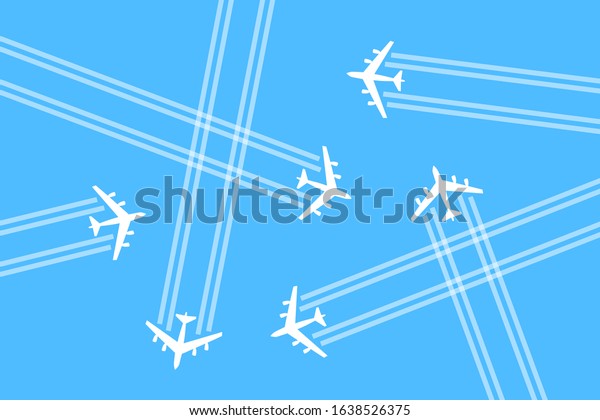 Airspace Busy Overcrowded By Crowd Airplanes Stock Vector (Royalty Free ...