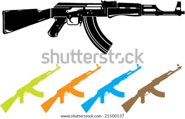 Ak 47 Artwork Vector Single Color Stock Vector (Royalty Free) 21500137