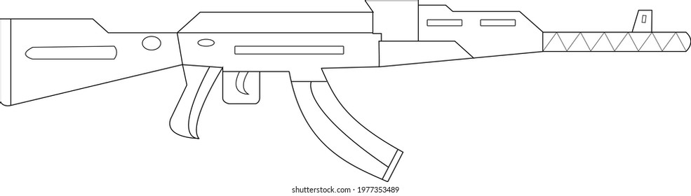 214 Ak rifle drawing Images, Stock Photos & Vectors | Shutterstock