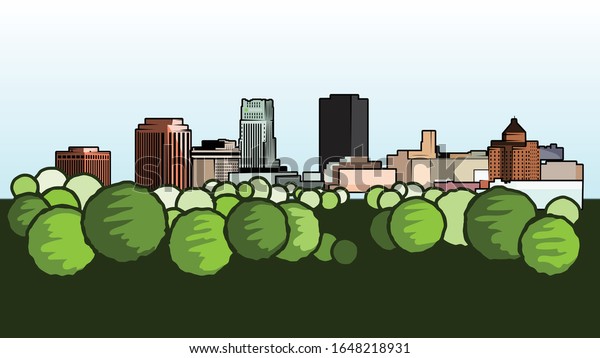 Akron Ohio Skyline Vector Illustration Stock Vector (Royalty Free ...