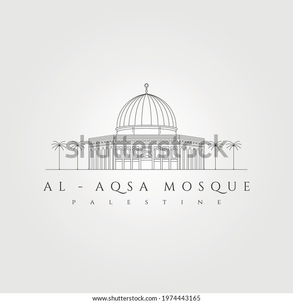 al aqsa mosque minimal logo vector symbol illustration design, al-isra ...