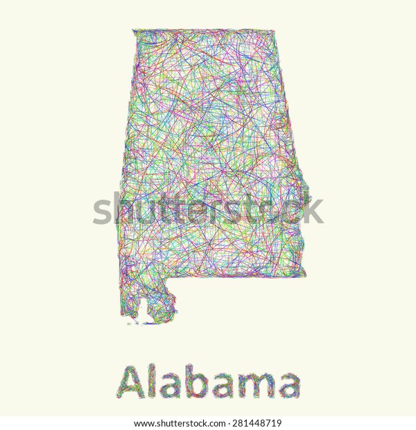 Alabama Line Art Map Stock Vector (Royalty Free) 281448719 | Shutterstock