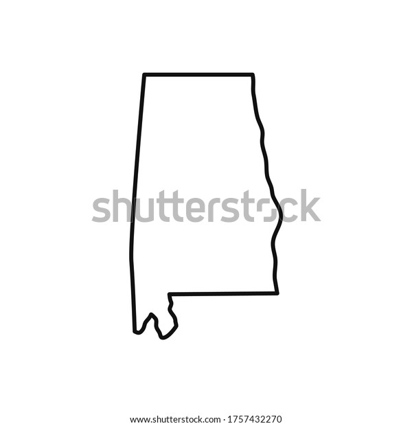 Alabama Map Black Outline State Usa Stock Vector (Royalty Free) 1757432270