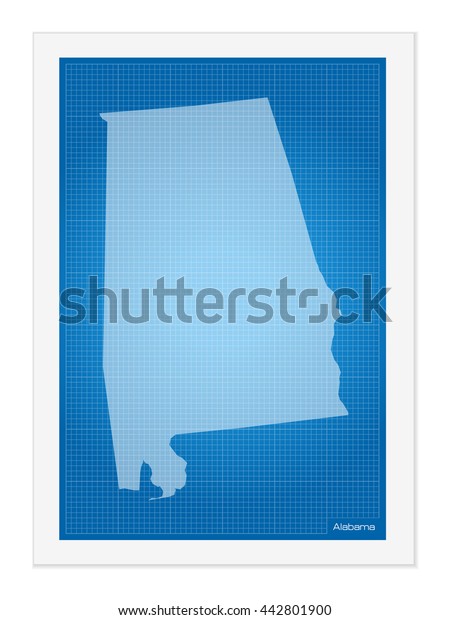 Alabama On Blueprint On White Background Stock Vector (Royalty Free ...