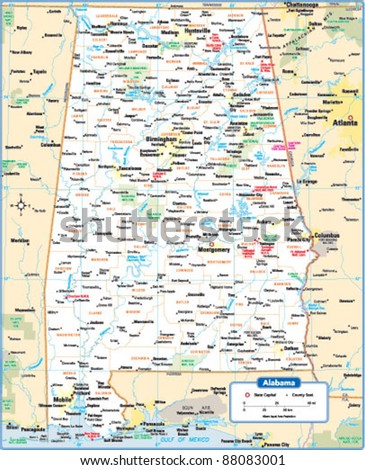 Alabama State Map Stock-Vektorgrafik (Lizenzfrei) 88083001 – Shutterstock