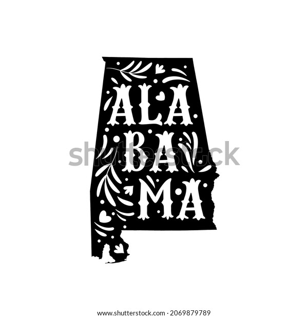 Alabama State Map Doodle Decorative Ornaments Stock Vector (Royalty ...