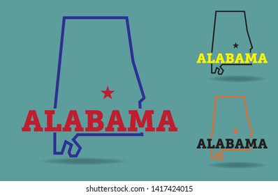 Alabama State Map Nickname Yellowhammer State Stock Vector (Royalty ...