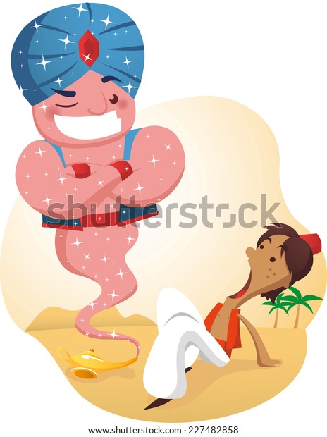 Aladdin Magic Genie Vector Cartoon Illustration Stock Vector (Royalty ...