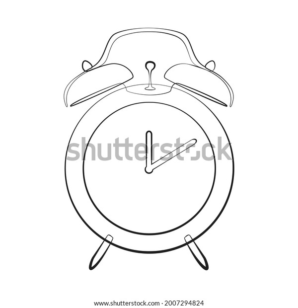 Alarm Clock Line Drawing On White Stock Vector (Royalty Free ...