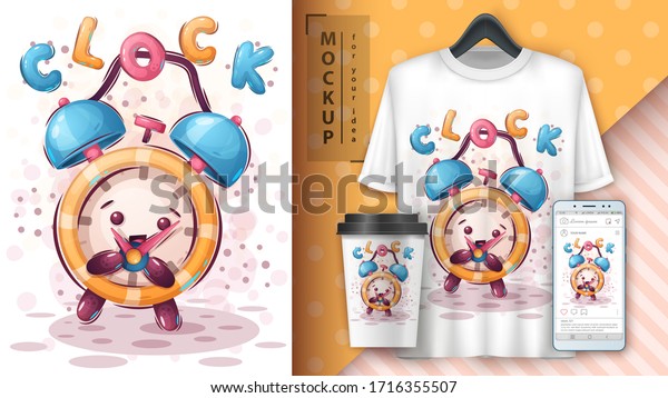 Alarm Clock Poster Merchandising Vector Eps Stock Vector (Royalty Free ...