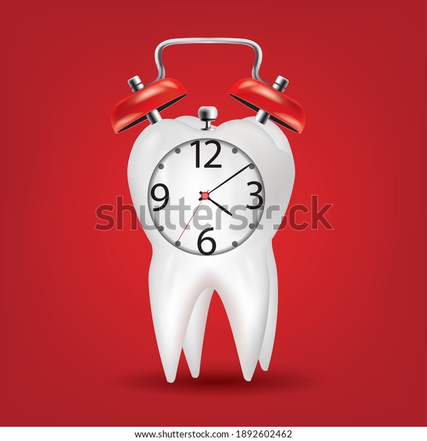 Alarm Clock Tooth Isolated On Red Stock Vector (Royalty Free) 1892602462