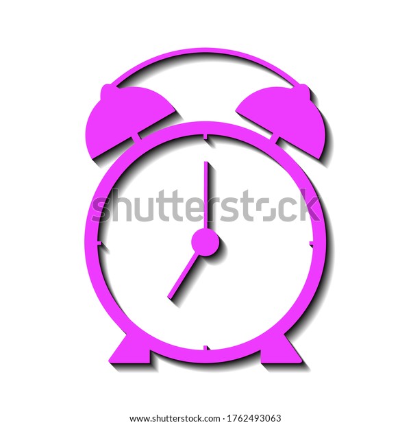 Alarm Clock Violet On White Background Stock Vector (Royalty Free ...