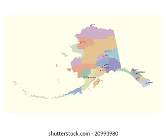 Alaska Boroughs Vector Map Borough Seats Stock Vector (Royalty Free ...
