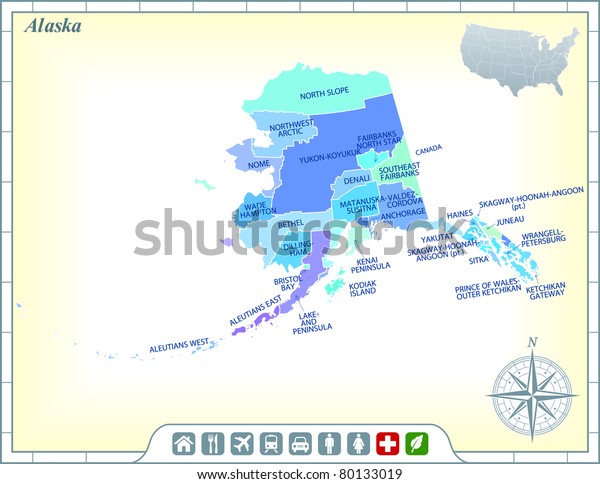 Alaska State Map Community Assistance Activates Stock Vector (Royalty ...