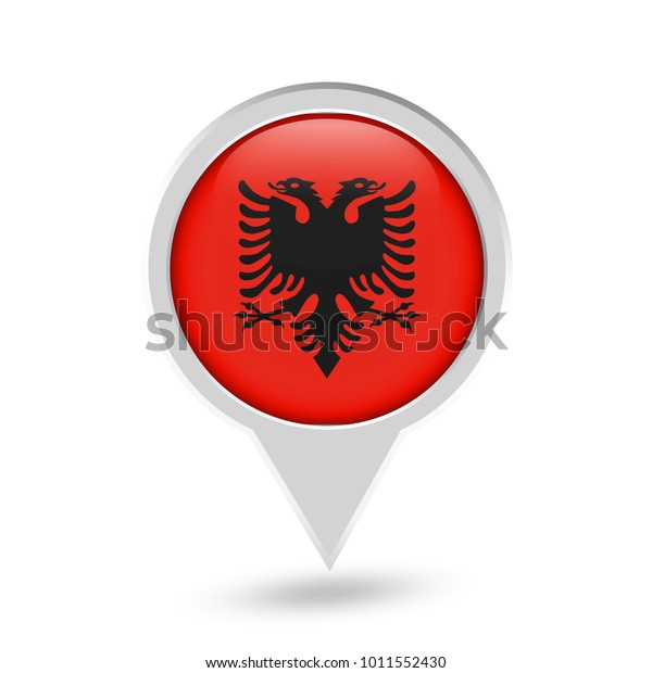 Albania Flag Round Pin Icon Vector Stock Vector (Royalty Free) 1011552430