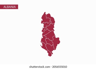 Albania Red Map Detailed Vector Stock Vector (Royalty Free) 2056555010 ...