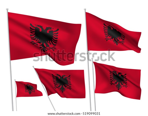 Albania Vector Flags Set 5 Wavy Stock Vector (Royalty Free) 519099031