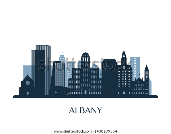 Albany Skyline Monochrome Silhouette Vector Illustration Stock Vector ...
