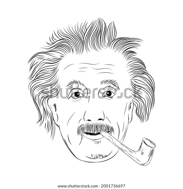 Albert Einstein Line Art Illustration Stock Vector (Royalty Free ...