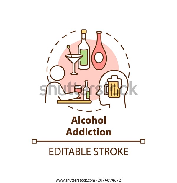 Alcohol Addiction Concept Icon Addiction Types Stock Vector (Royalty ...