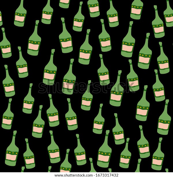 Alcohol Bar Bottles Wallpaper On Black Stock Vector (Royalty Free ...