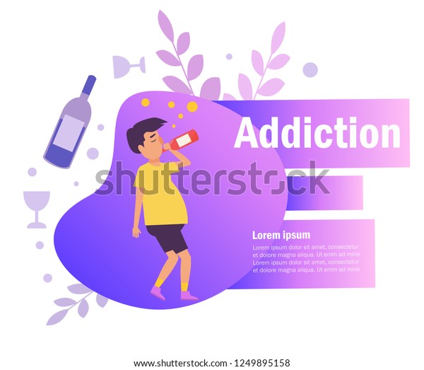 Alcohol Dependence Concept Addiction Vector Cartoon Stock Vector ...